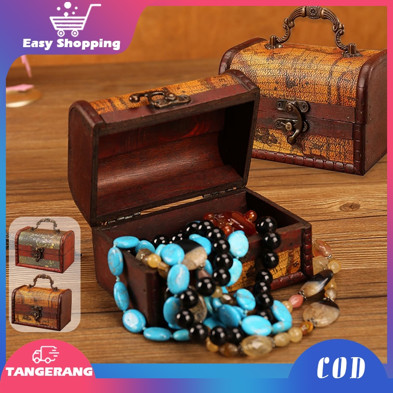 Jual Kotak Perhiasan Kayu Gaya Retro Tempat Perhiasan Kayu Box ...