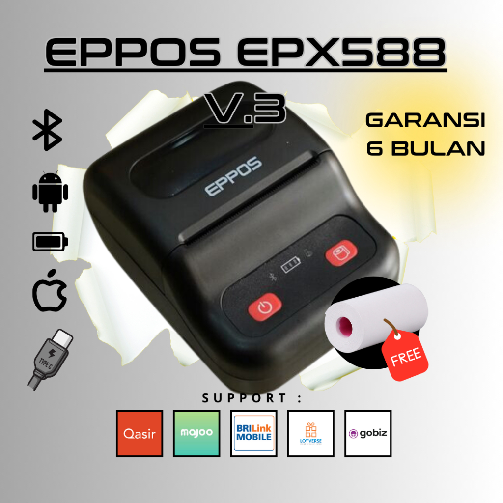 Jual Mini Printer Bluetooth EPPOS EPX588 V.3 Untuk Kasir & Label | Shopee Indonesia