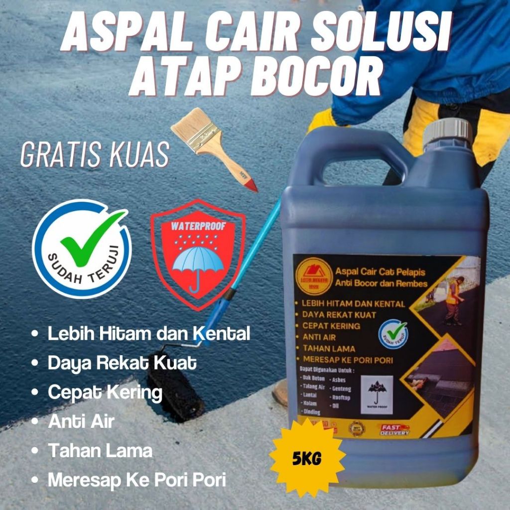 Jual Aspal Cair Cat Pelapis Kolam Dak Genteng Asbes Anti Bocor Rembes ...