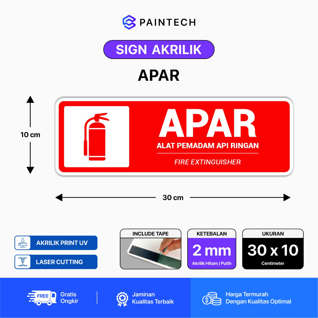 Jual Akrilik Signboard APAR Signage Papan Penanda APAR Ukuran 30 x 10 ...