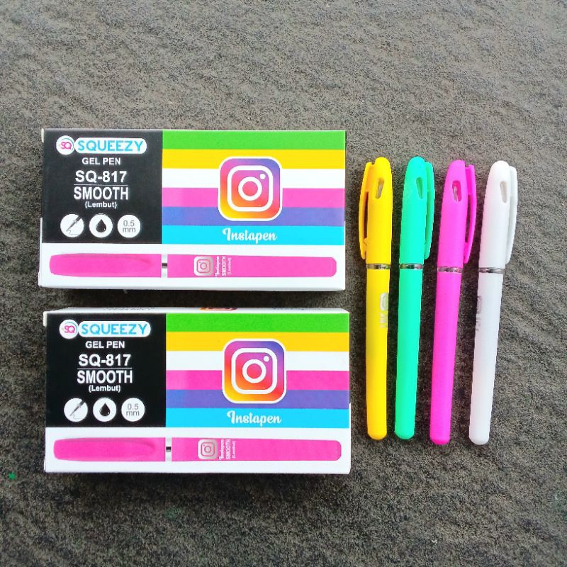 Jual Pulpen Gel Pen Squeezy SQ-817 ( 12 Pcs ) [ Original ] | Shopee ...