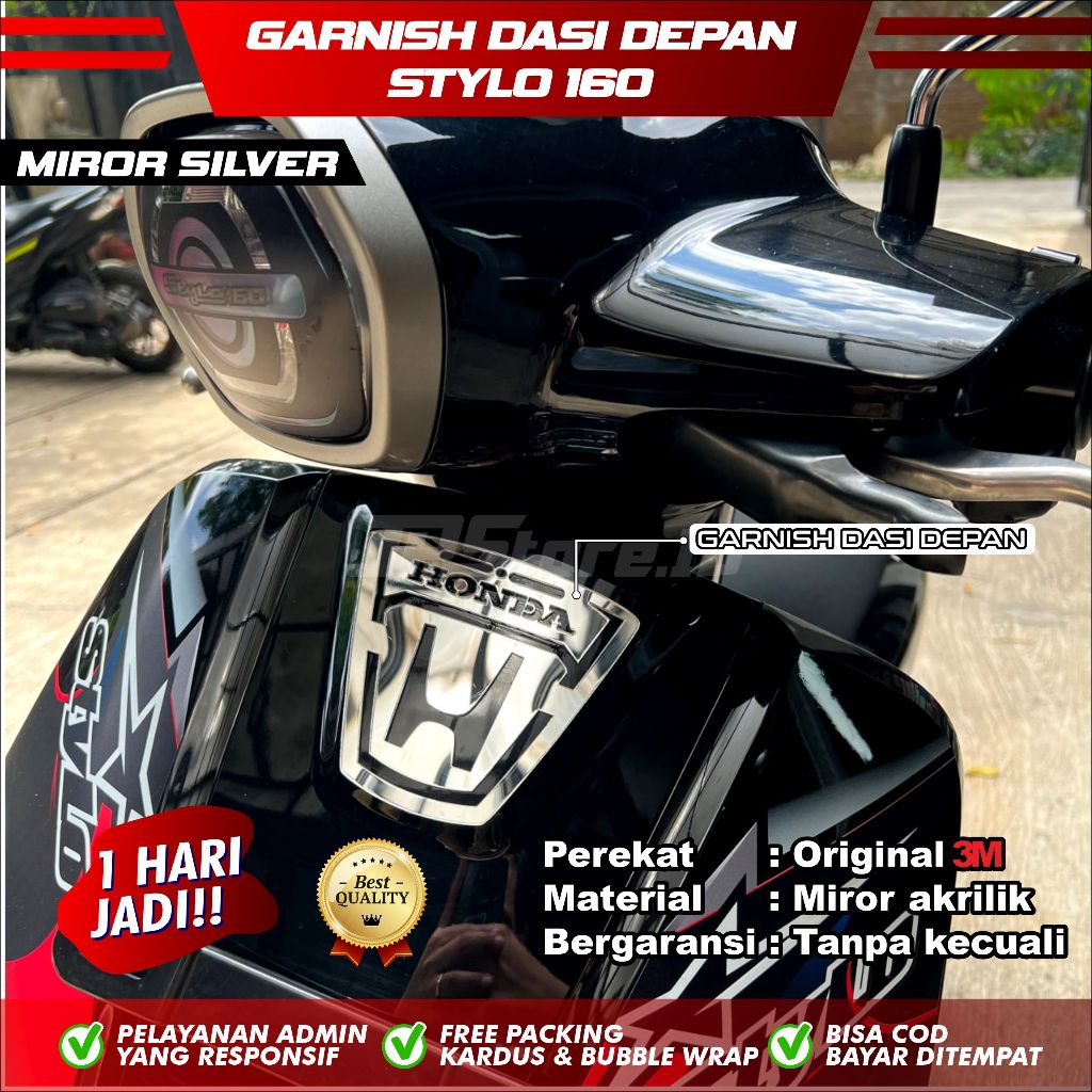 Jual Garnish Dasi Depan Honda Stylo 160 Hiasan Akrilik Miror Emblem ...