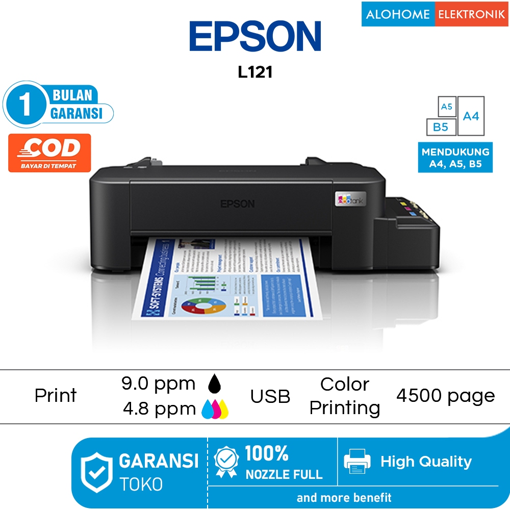 Jual Printer Epson Ecotank L121 Pengganti L120 Ink Tank A4 Nozzle Full Tinta Baru | Shopee Indonesia