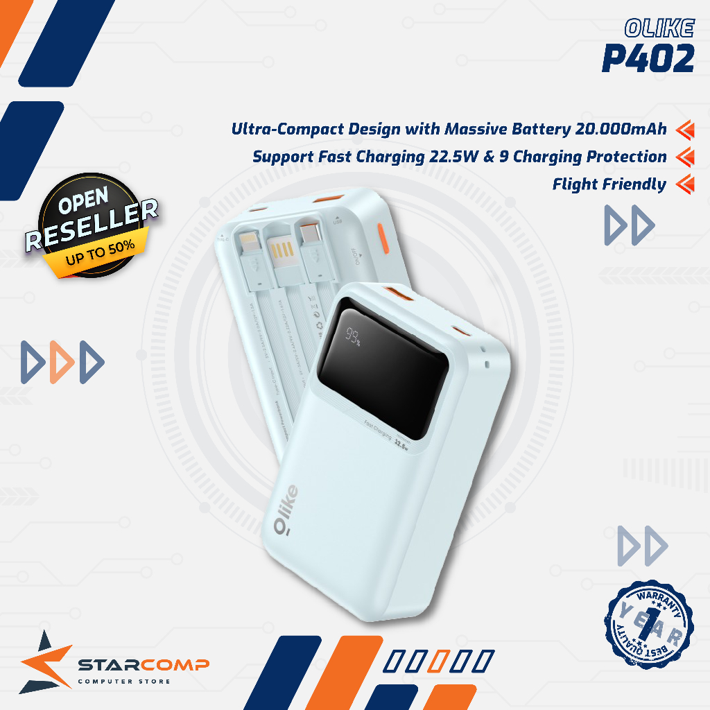 Jual Olike P402 PowerBank Compact 20.000mAh Output 22.5W LED Display ...