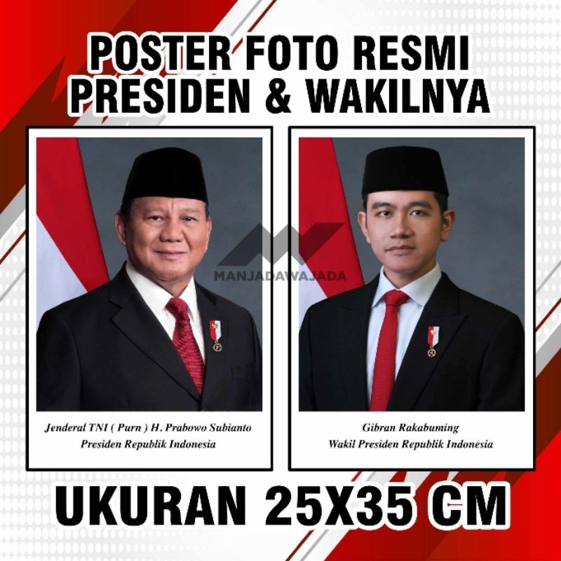 Jual FOTO PRESIDEN & WAKILNYA RESMI 2024 UKURAN 25X35 CM | Shopee Indonesia