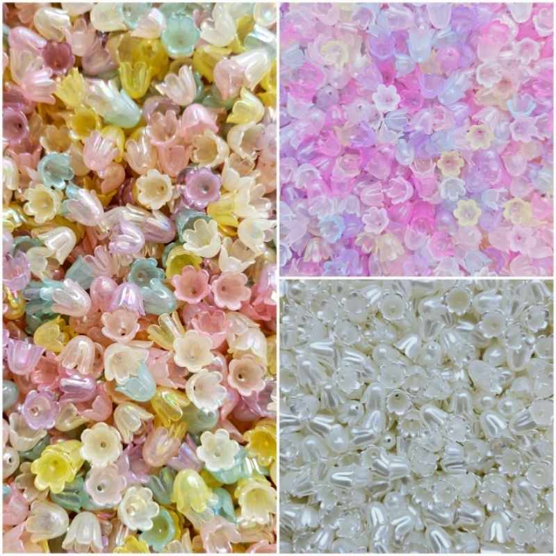 Jual 15 gram manik bunga tulip mangkok/ orchid bell beads | Shopee ...