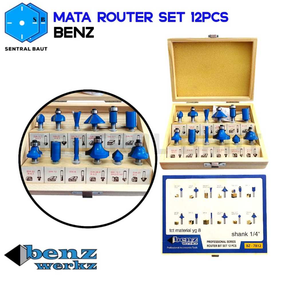 Jual SENTRAL BAUT || Mata Router Set 12pcs BENZ | Shopee Indonesia