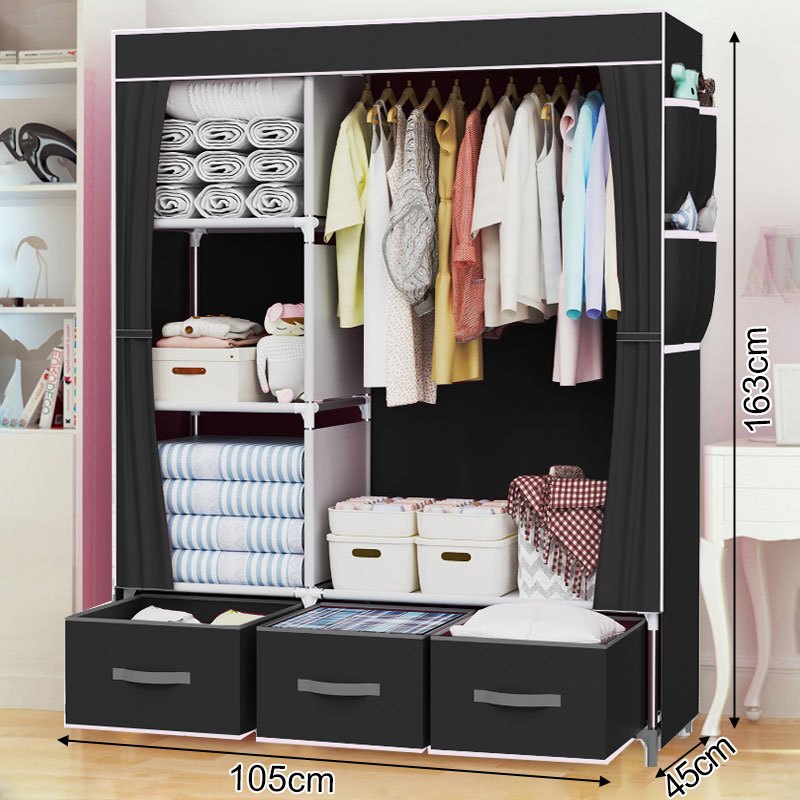 Jual Lemari Pakaian Kain Portable Dengan Ritsleting Gantungan Anti Debu ...