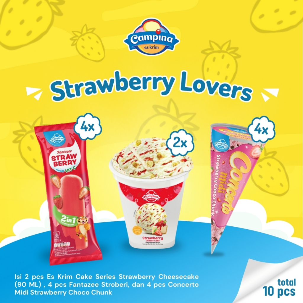 Jual Campina Strawberry Lovers - Es Krim | Shopee Indonesia