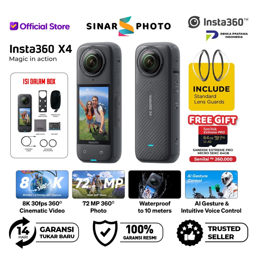 Jual Insta360 X4 360° Action Camera - Insta 360 ONE X4 GARANSI RESMI - Include Stick | Shopee ...