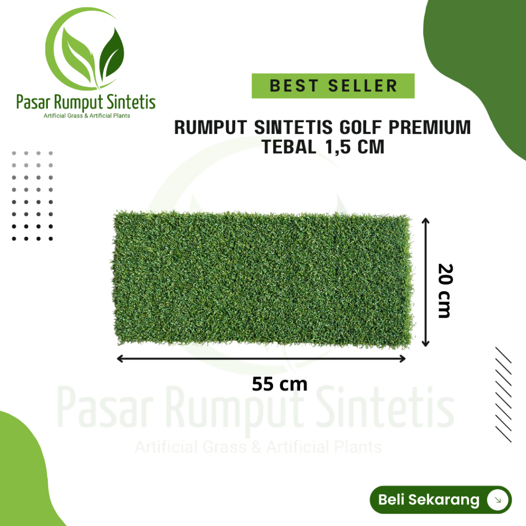 Jual Rumput Golf Premium Ukuran 20x55 cm / Tebal Rumput 1,5 cm / Rumput ...