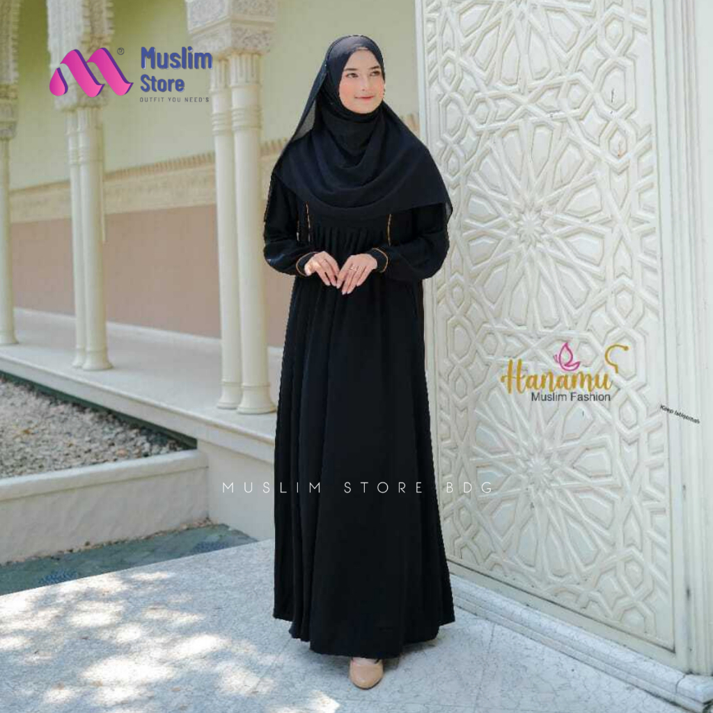 Jual Gamis Hitam Pekat Daily Dress Wanita Muslim Jetblack Jatuh Lembut ...