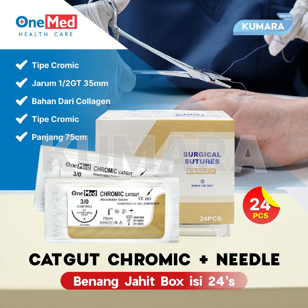 Jual ONEMED - Catgut Chromic + Needle / Benang Jahit Box isi 24's ...