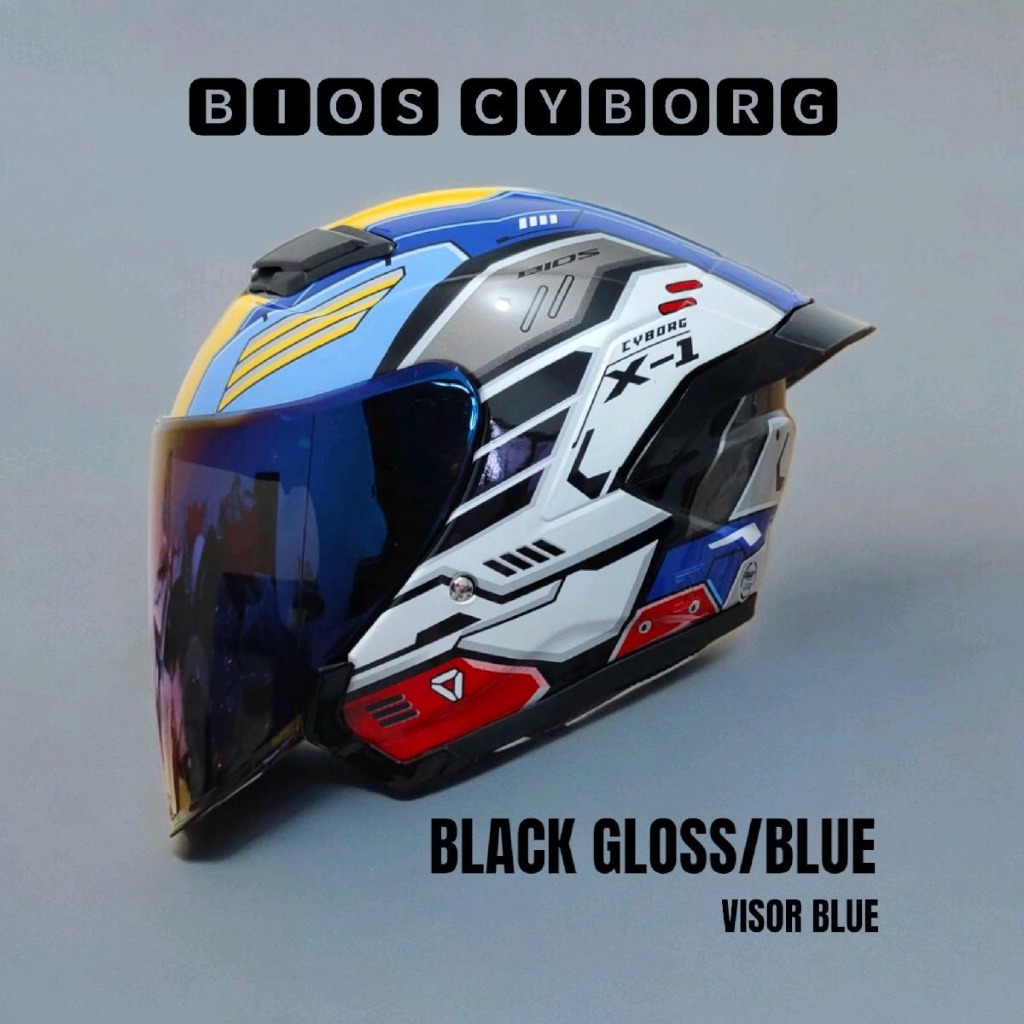 Jual HELM DAY BIOS MOTIF CYBORG SPOILER SNI | Shopee Indonesia