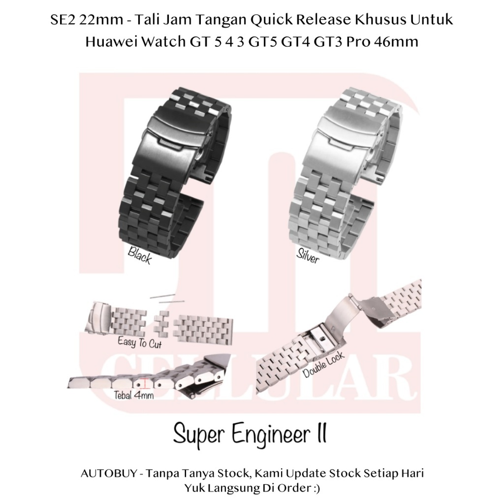 Jual SE2 Super 22mm Tali Jam Huawei Watch GT 5 4 3 GT5 GT4 GT3 Pro 46mm ...
