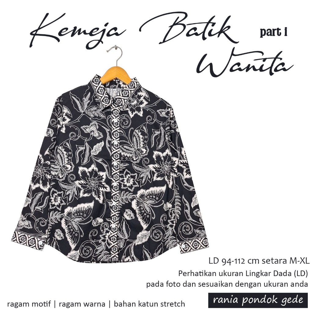 Jual Kemeja batik wanita katun stretch modis lucu keren part I | Shopee ...