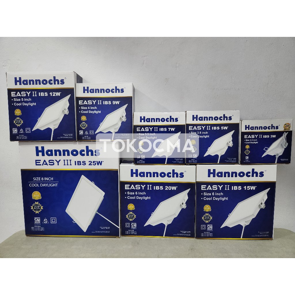 Jual Lampu LED Downlight Hannochs Easy II IBS Square Petak 3w,5w,7w,9w,12w,15w,20w,25w ...