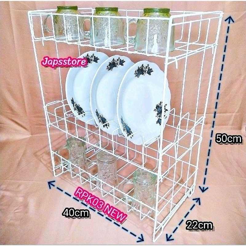 Jual Rak piring dan gelas 3 susun, Rak piring besi kuat anti karat ...