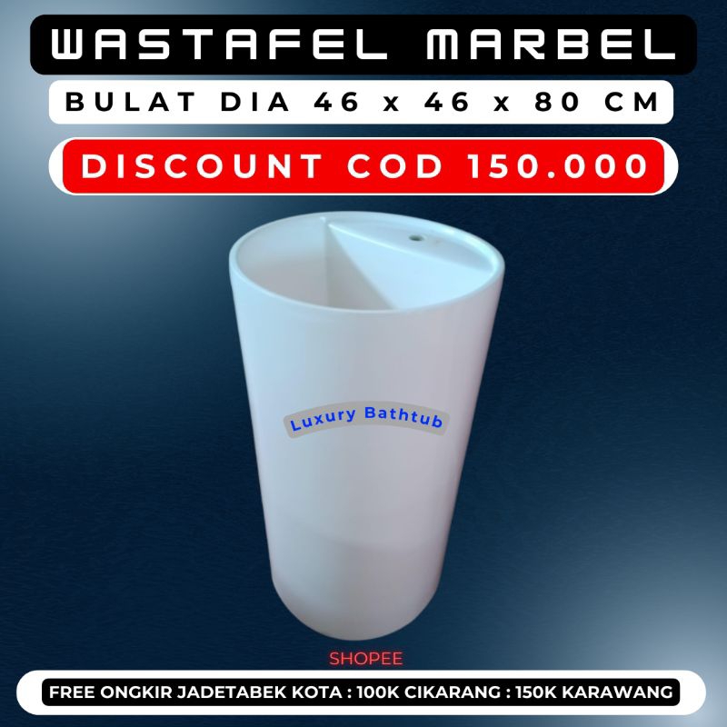 Jual Wastafel Marbel Bulat Diameter Atas Bawah 46 Cm Tinggi 80 Cm ...