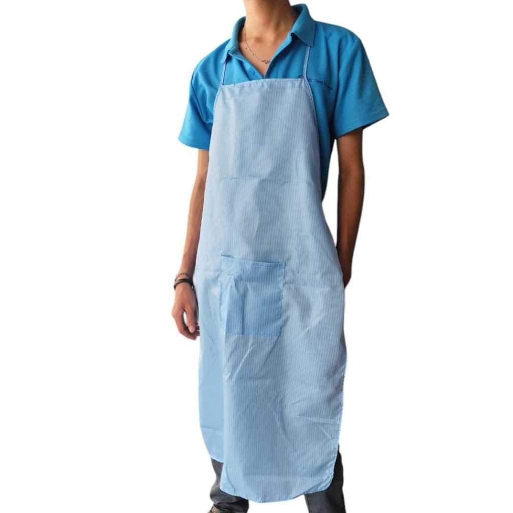 Jual (Khusus BATAM) ESD Cleanroom Apron Middle Blue / White (Stripe ...