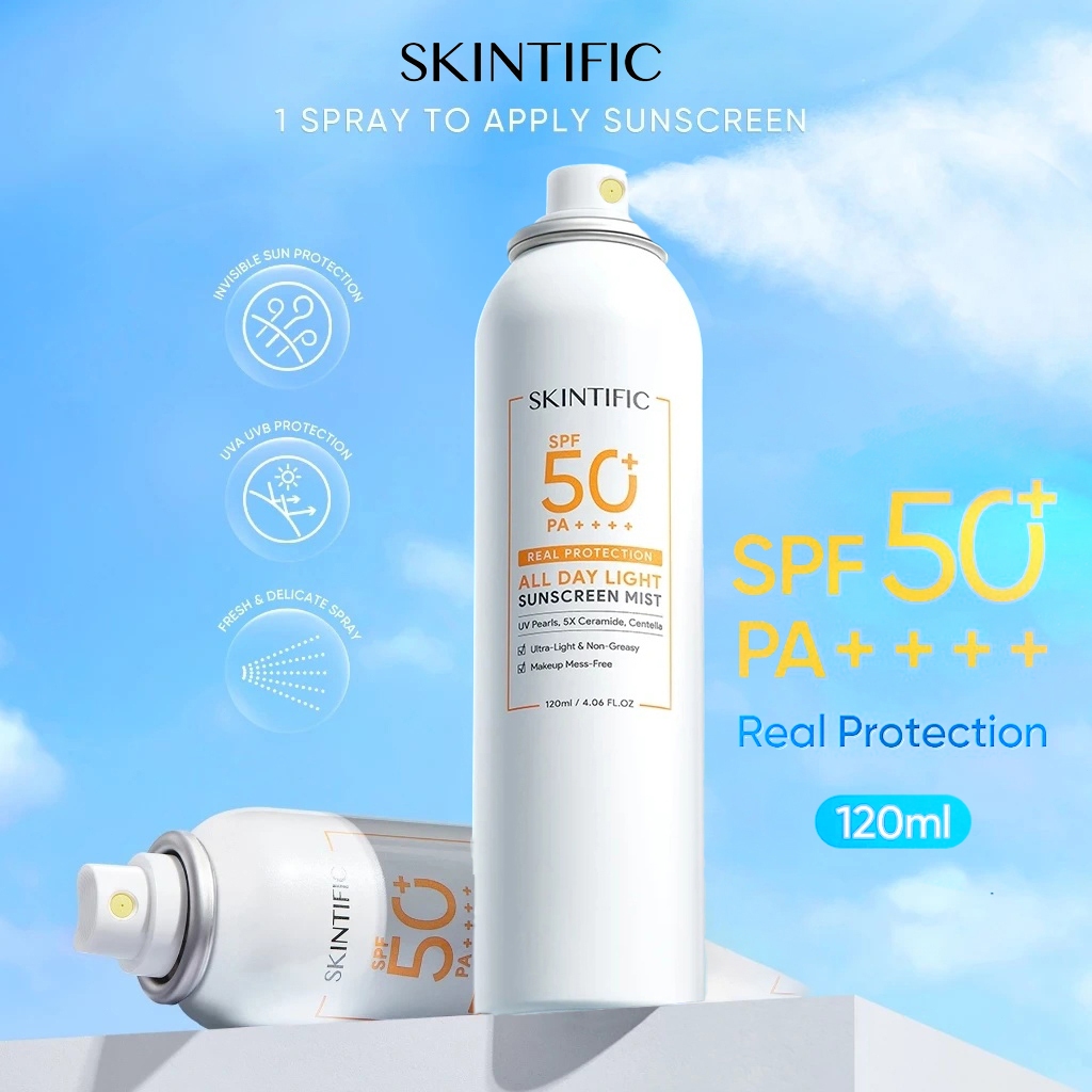Jual SKINTIFIC - All Day Light Sunscreen Mist SPF 50 PA++++ 120ml | UV Mist Tone Up Sun Shield ...