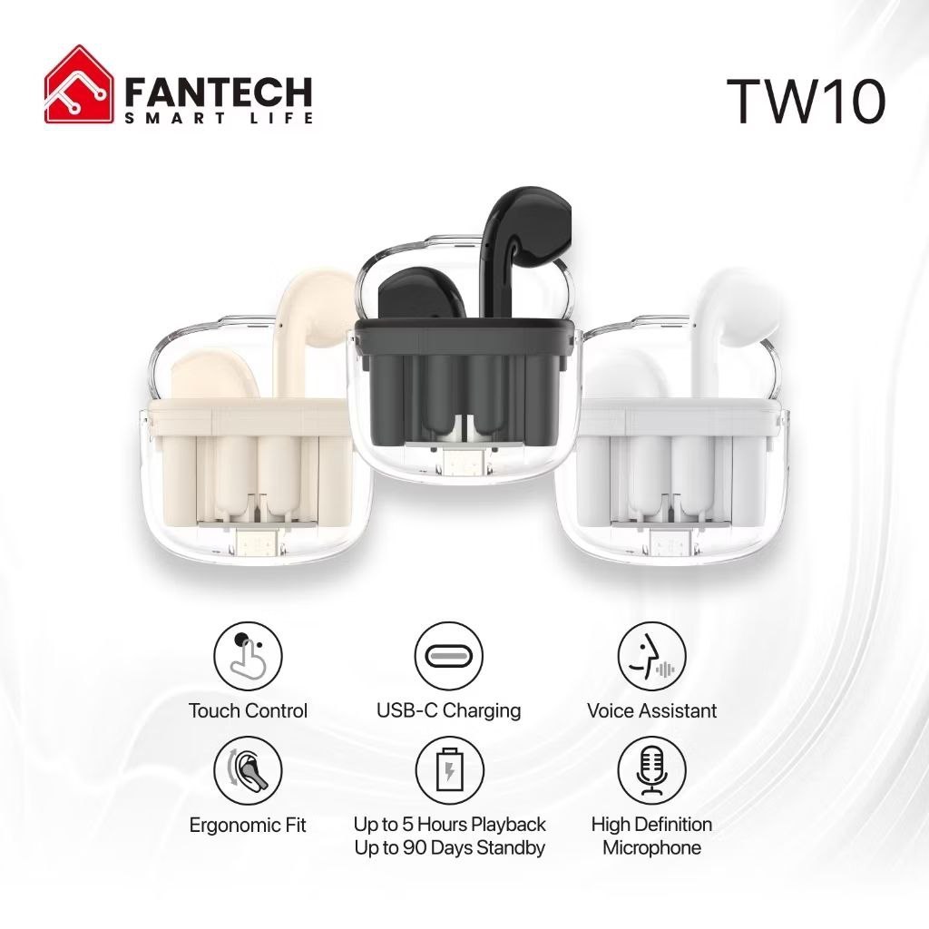 Jual Ca* EARPHONE FANTECH WIRELESS TW10 WAVE Built-in Microphone | Shopee Indonesia