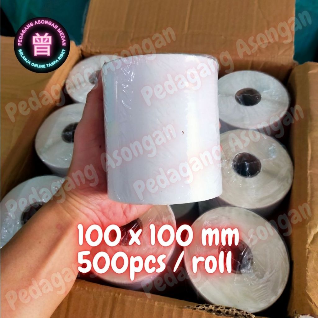 Jual Kertas Thermal Label Stiker Barcode 100x100 mm 500pcs (1 Roll) | Shopee Indonesia