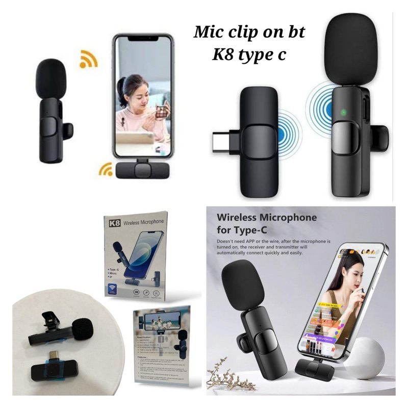 Jual Mic Clip On K8 Tipe C Microphone Wireless Bluetooth Live Streaming ...