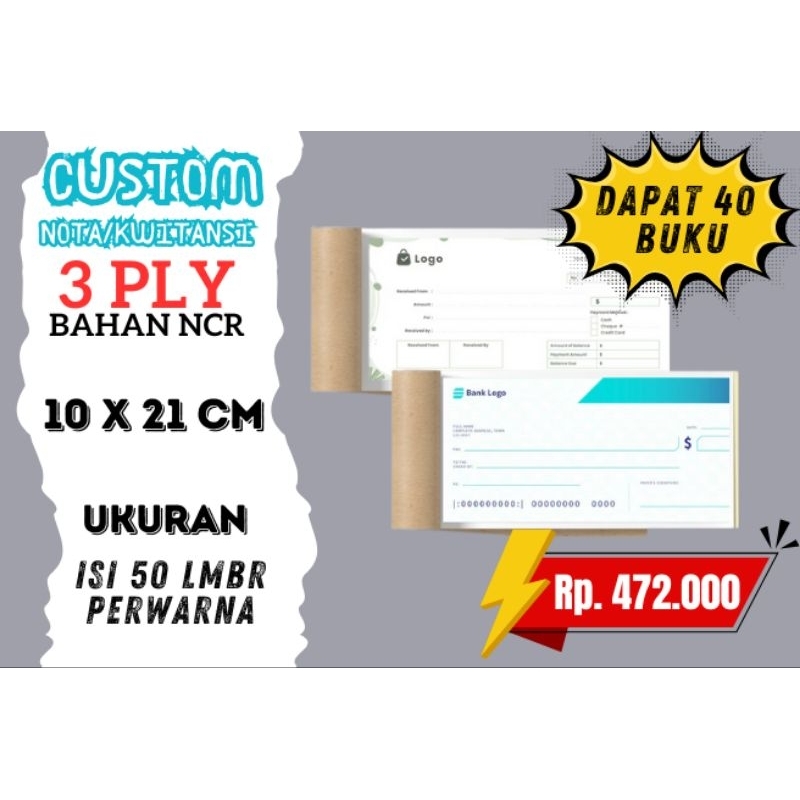 Jual PAKET KWITANSI CUSTOM 3 PLY. | DAPET 40 BUKU | Shopee Indonesia