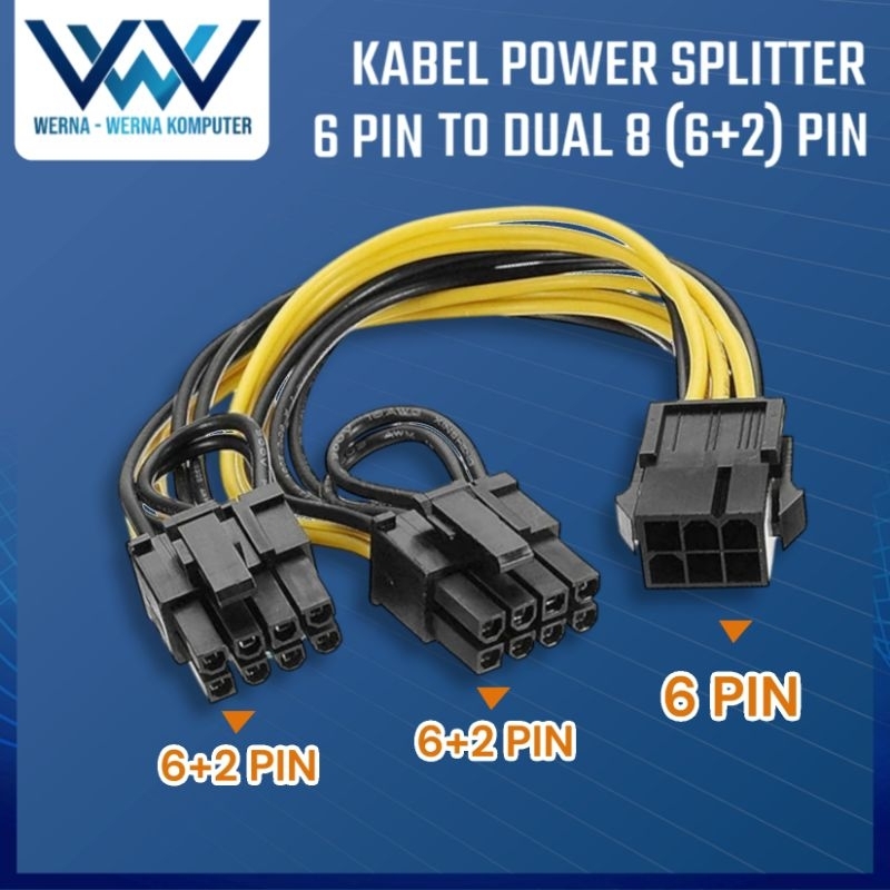 Jual KABEL PCIE 6 PIN TO DUAL 8 PIN 6+2 POWER SPLITTER VGA PCI-E ...
