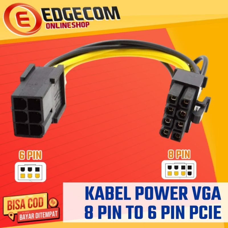 Jual Kabel Power VGA 6 PIN Female to 8 PIN Male PCIE PCI-E | Shopee ...