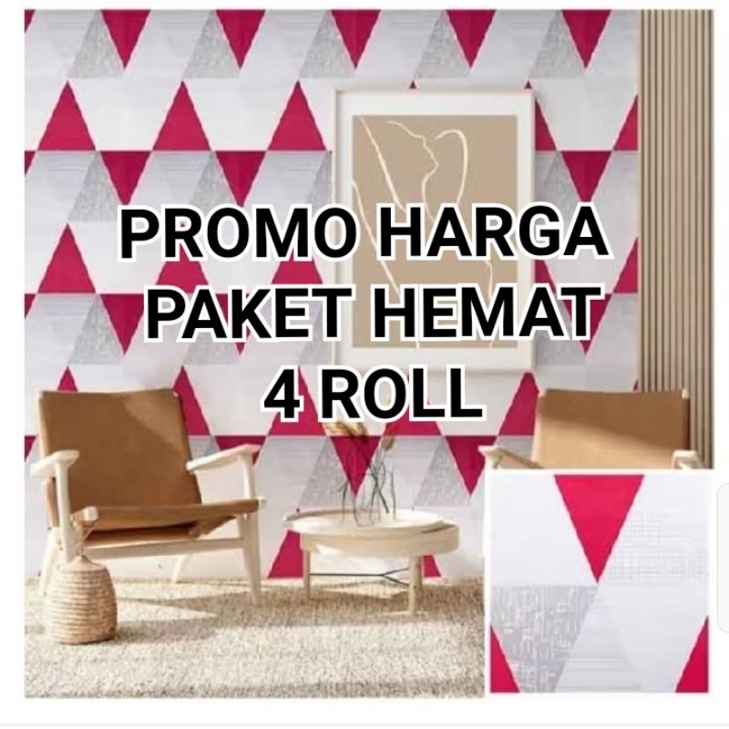 Jual PROMO PAKET HEMAT 4 ROLL WALLPAPER DINDING STIKER DINDING MOTIF ...