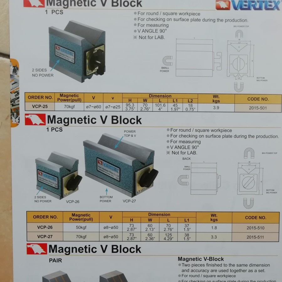Jual VERTEX Magnetic V Block VCP 25 Magnetic Blok VCP25 V Angle 90 ...