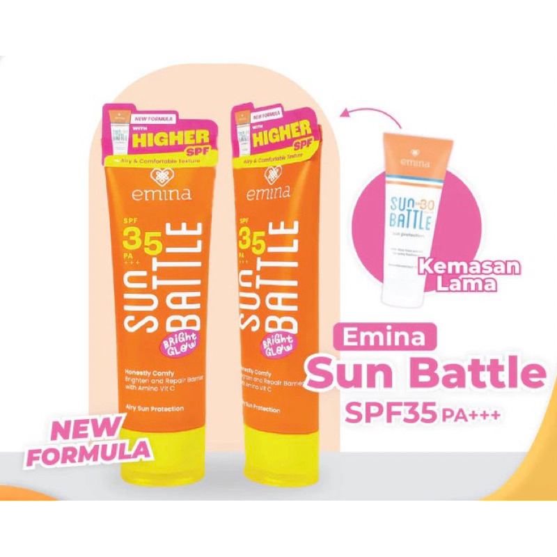 Jual Emina Sun Protection SPF 35 PA+++ / Sunscreen Emina Sun Battle ...