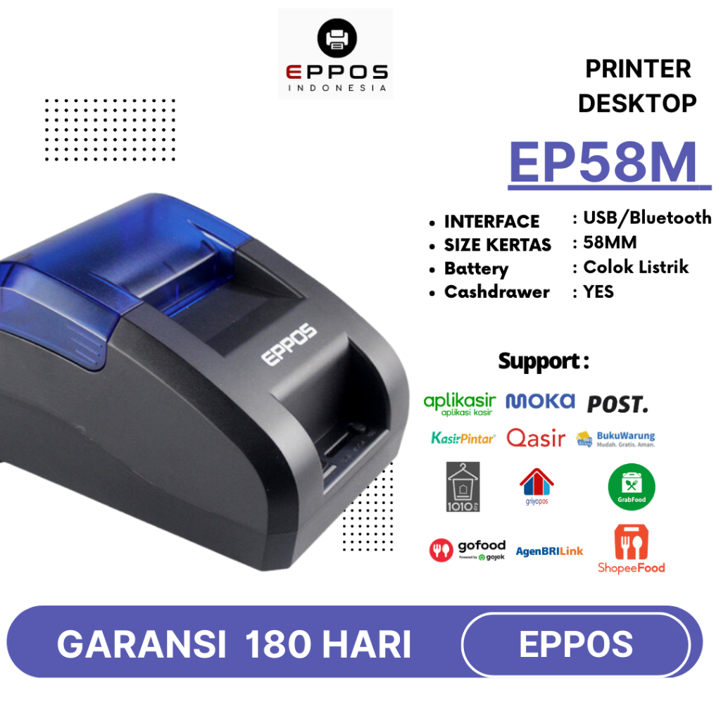 Jual Printer Bluetooth EPPOS Printer Thermal 58mm USB BLUETOOTH EP-RPP02 | Shopee Indonesia