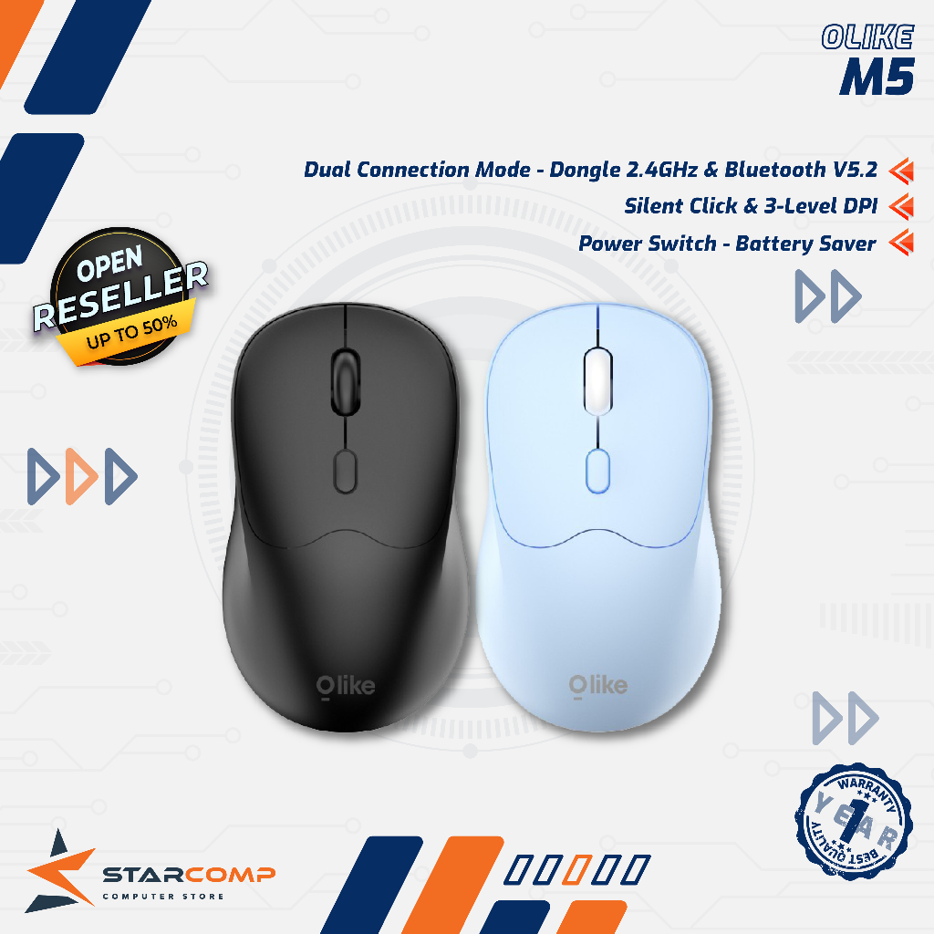 Jual Olike M5 Mouse DUAL MODE Wireless & Bluetooth Silent Click ...