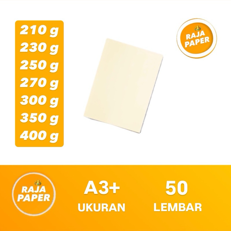 Jual Kertas Ivory Ukuran A3+ 50 Lembar 210 230 250 270 300 350 400 Gsm ...