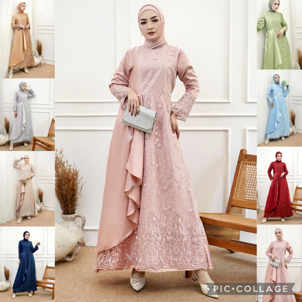 Jual (100% RealPict) Gamis Mafaza Brokat Tile Bordir / GAMIS ZOLANA /Maxi Dress Lebaran Brukat ...