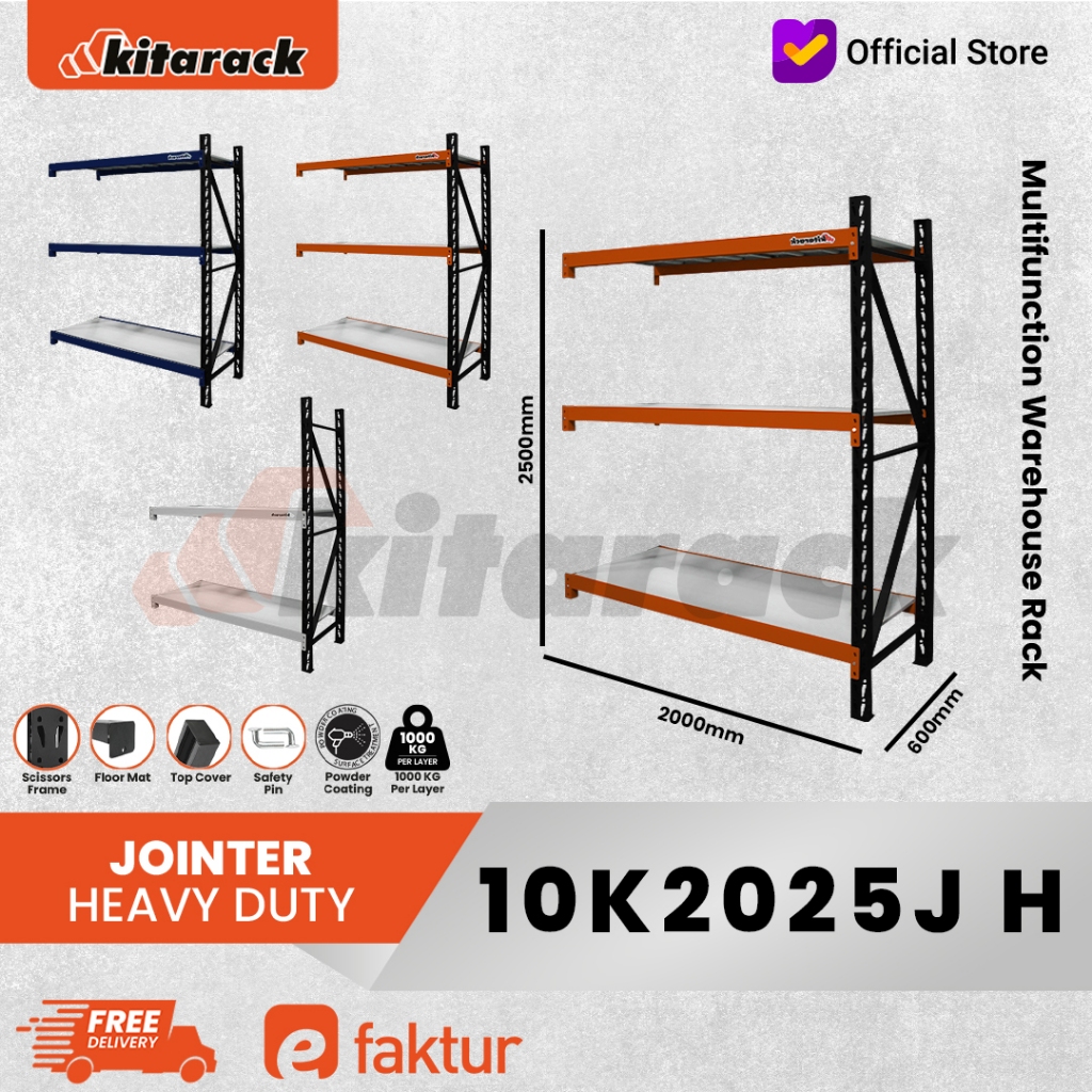 Jual Rak Gudang Besi 1 Ton 2.5 Meter Rack Gudang 4 Susun Jointer Rak ...