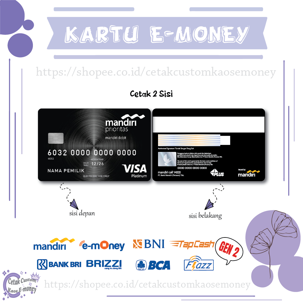 Jual KARTU E MONEY E TOLL CARD MANDIRI PRIORITAS VISA PLATINUM CARD ...