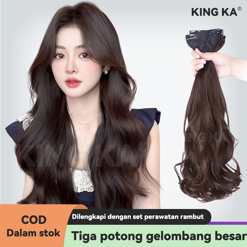 Jual King Ka Hair Clip Korea Tiga Potong Hairpiece Volume Rambut Curly ...
