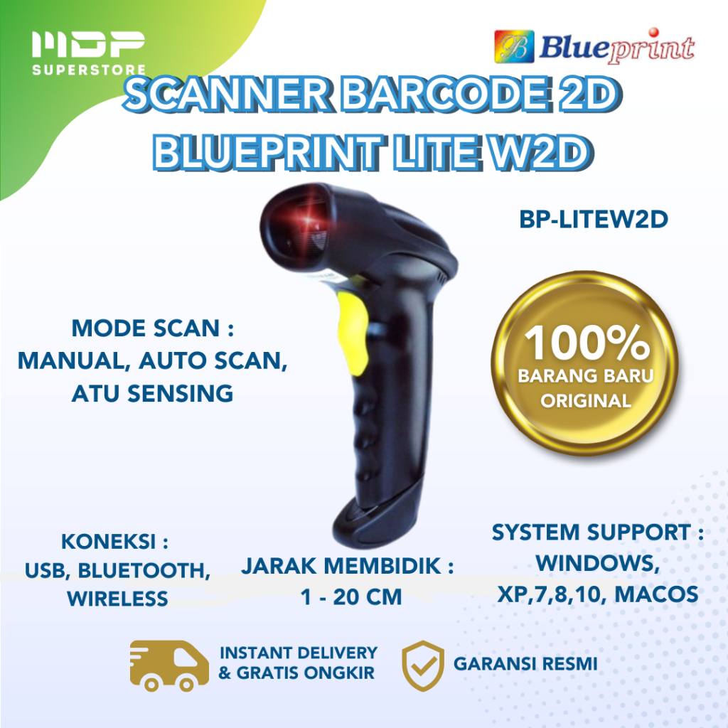 Jual Barcode Scanner 2D Blueprint Lite W2D Auto Scan USB+BT+Wireless ...