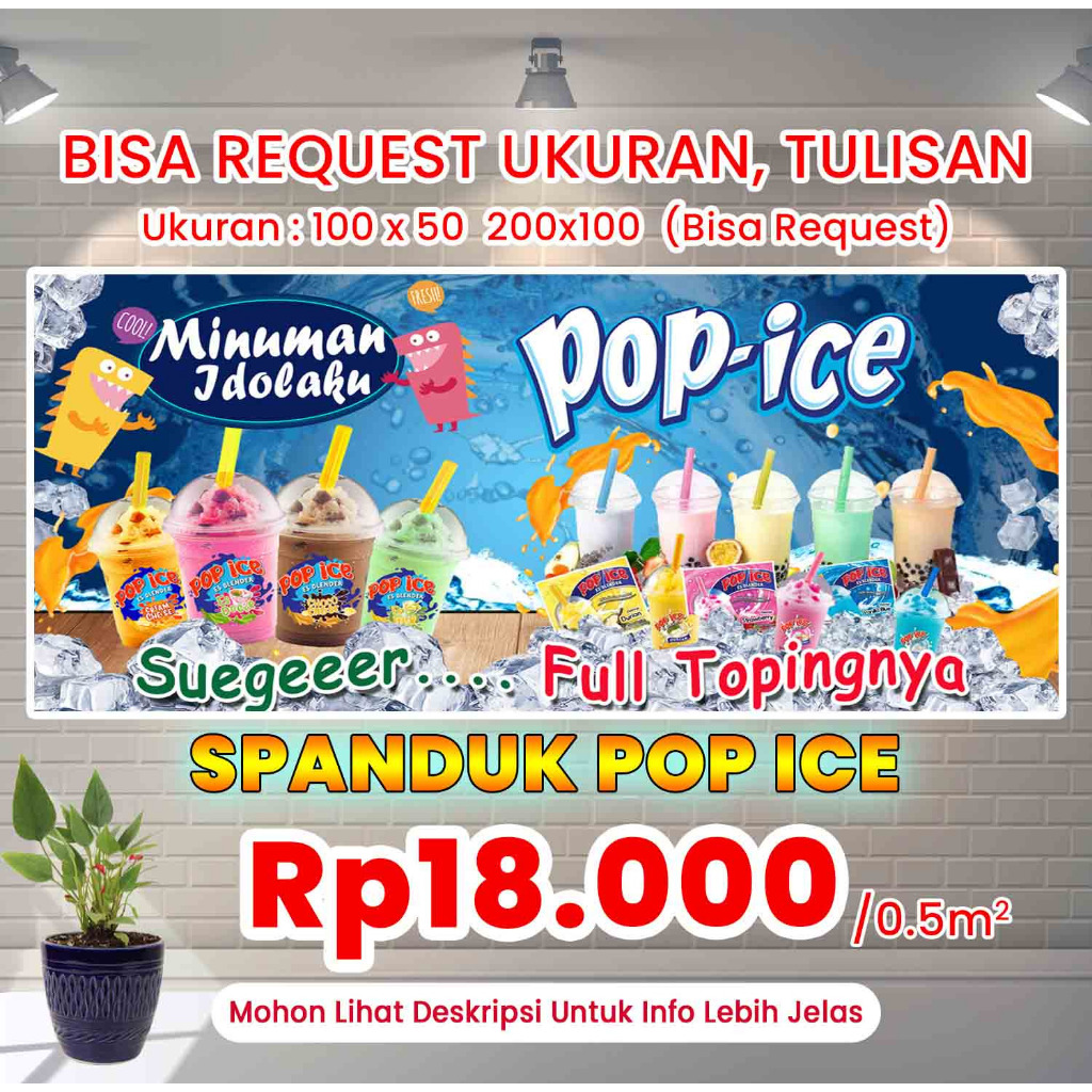 Jual Spanduk Banner Usaha Pop Ice Blender Es Minuman Dingin Blend ...