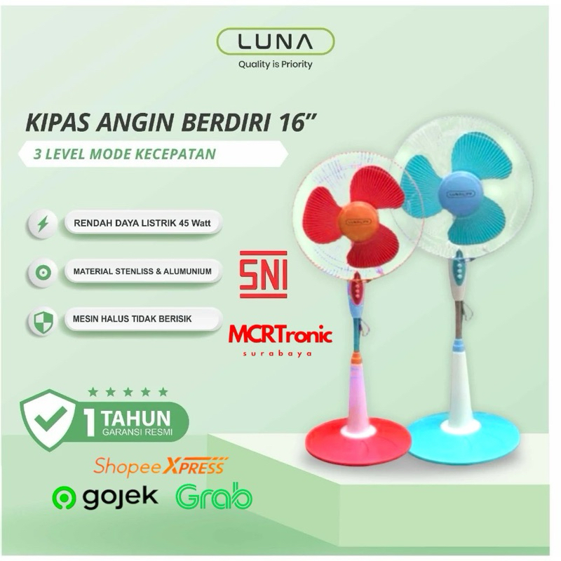 Jual LUNALIFE SF-16 STAND FAN / KIPAS BERDIRI 16 INCHI SNI DAN ...