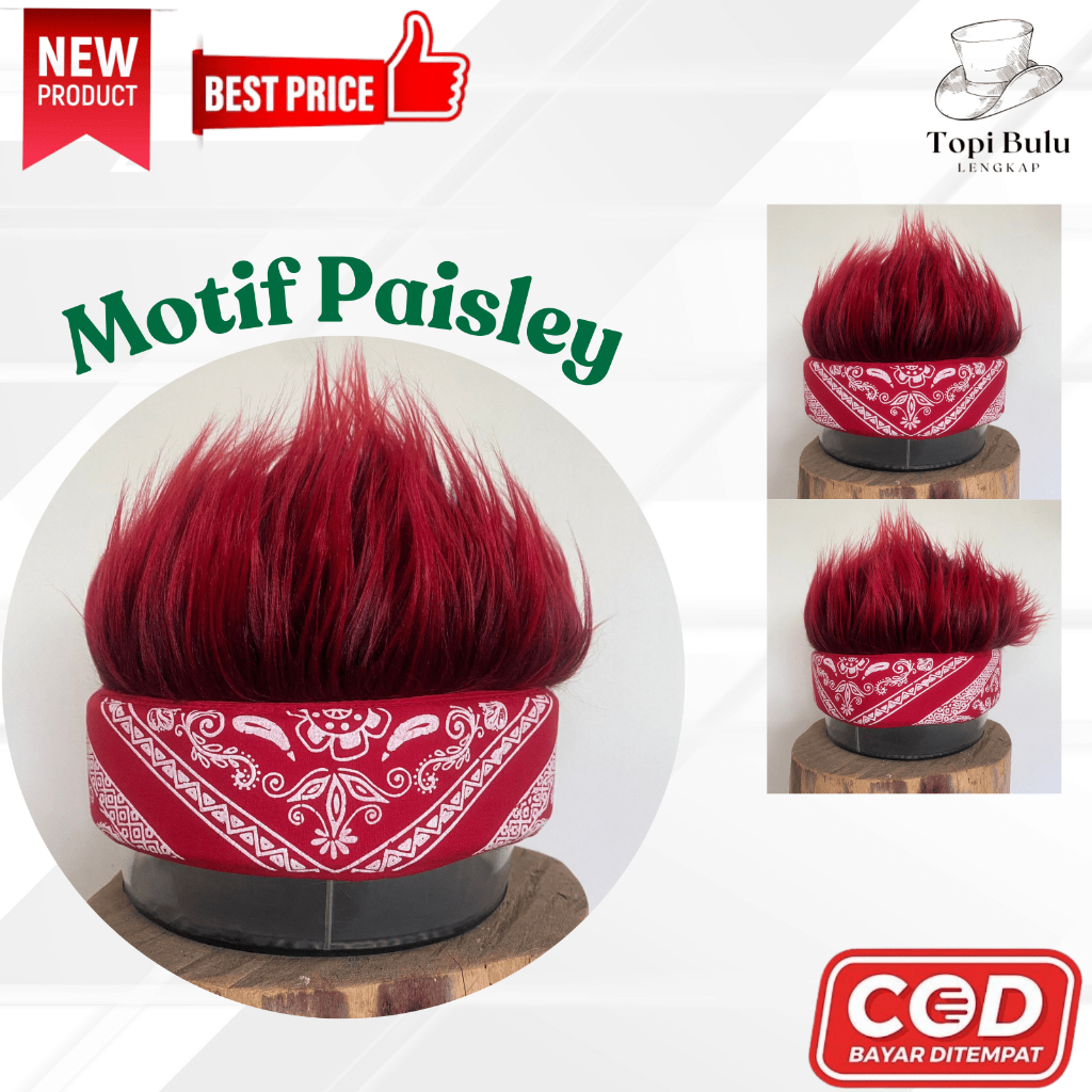 Jual topi rambut palsu variasi paisley | Topi Rambut Palsu Motif ...