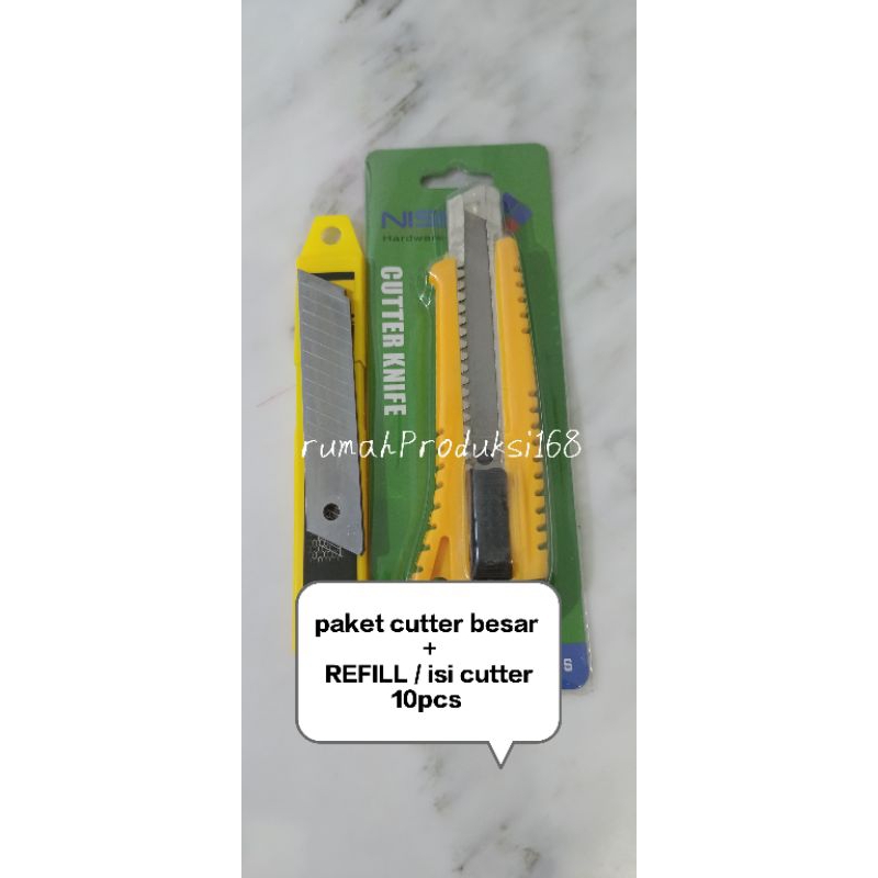 Jual paket cutter dan refill isi cutter 10pcs | Shopee Indonesia