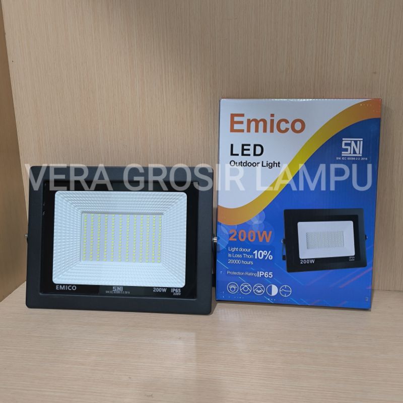 Jual Emico lampu sorot LED Floodlight 200W IP65 Putih 6500K / Kuning 3000K - Lampu taman sorot ...