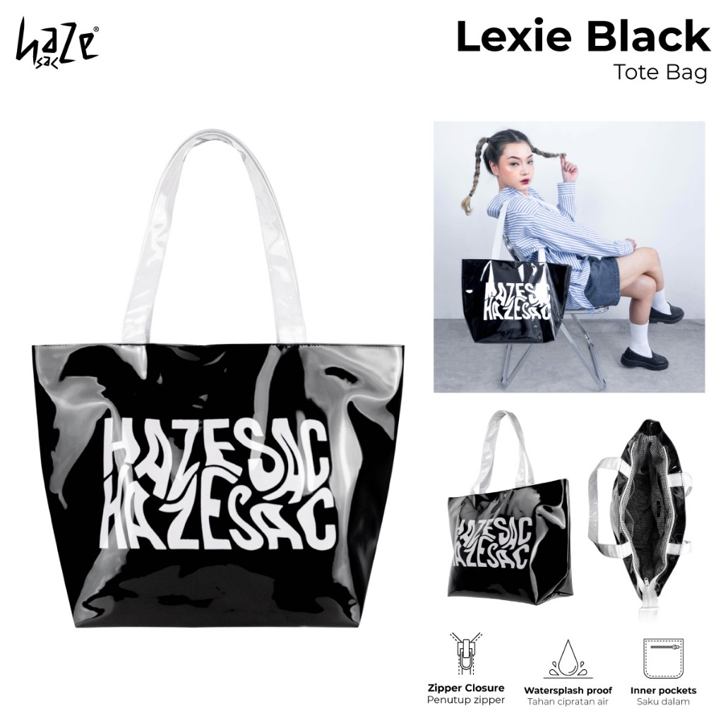 Jual Tas Tote Bag PVC Canvas Laminasi PVC Resleting Splashproof Unisex ...