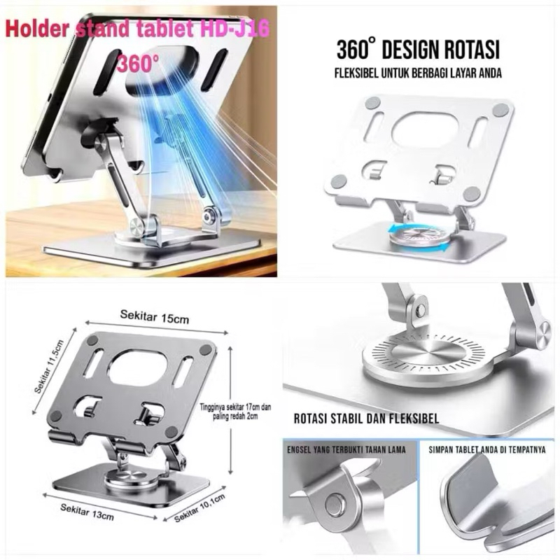 Jual (N02) HOLDER meja Tablet & hanphone Aluminium Metal Besi Putar 360 ...