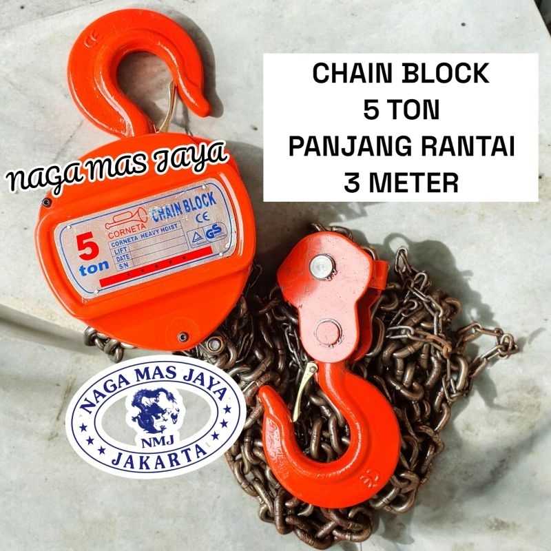 Jual CORNETA CHAIN BLOCK 5 TON X 3 METER / TAKEL KATROL CHAINBLOCK 5TON ...